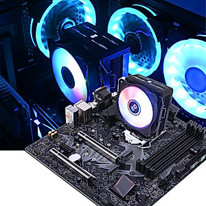 DS 2200RPM PWM CPU Cooling Fans with Black Aluminum CPU Cooler for Mid Full Tower Case, Compatible with Intel LGA 1200 115X 1366, Support ASUS Aura, Mystic Light Control (ARGB Fans, C Series)