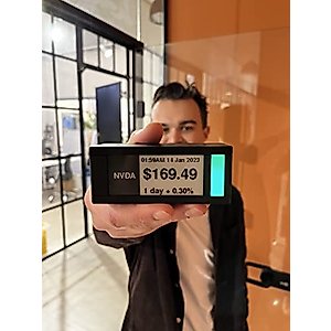 TickrMeter - A Stock Ticker Display for Home and Office - Features: Portfolio Playlist, Stock Alerts, Crypto Currencies, E-Ink Screen, Stackable Design, WiFi Connected, Track Positions