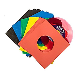 Vinyl Record Sleeves 45rpm - 7 inch Premium Acid Free Protection Multicolor Paper Covers for 7” Singles Records - 50 Pack
