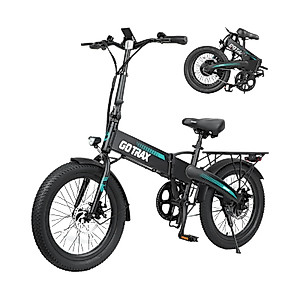 Gotrax R1 20" Folding Electric Bike with 40 Miles Range by 48V Battery, 20Mph Power by 350W, Weighs Only 45lbs, LCD Display & 5 Pedal-Assist Levels, Suitable for Leisure Riding&Commuting Black