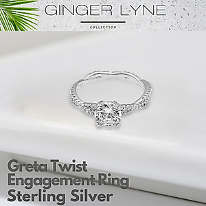 Twist Engagement Ring for Women by Ginger Lyne |1.25 Ct Cubic Zirconia Simulated Diamond Ring | 925 Sterling Silver Wedding Ring for Women | Promise Ring for Her