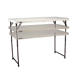 Lifetime Height Adjustable Craft Camping and Utility Folding Table, 4 Foot, 4'/48 x 24, White Granite