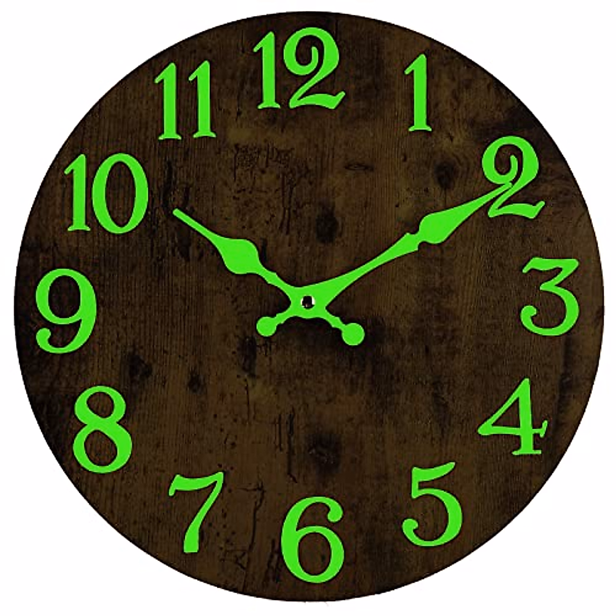 DIYZON Luminous Wall Clock, Silent Non-Ticking 12'' Night Light Wall Clocks Battery Operated, Country Style Wooden Illuminated Wall Clock Decorative for Kitchen, Home, Bedrooms, Office (Brown)