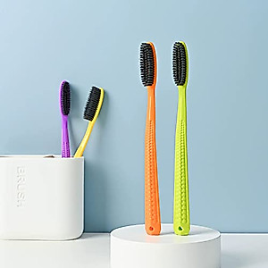 EasyHonor Huge Head Toothbrush, Medium Soft Toothbrush for Adult, Charcoal Toothbrush (Charcoal Bristles,8 Packs).