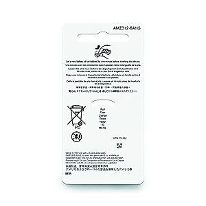 Amazon Basics 1.45 Volt Hearing Aid Batteries, Brown Tab - Pack of 60, Size 312 - Improved Performance