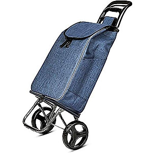 Shopping Trolley on Wheels Multi Function Shopping Cart Foldable Portable Old Trolley Detachable Home Trolley Buy Food Cart Wear-Resistant Luggage Cart Storage Hand Trucks,Blue ,