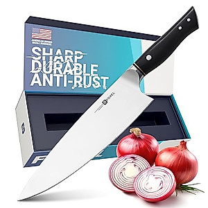 FOXEL Razor Sharp Cooking Chef Knife - Large 9 inch Kitchen Knife for Rock Chopping – Professional Rust Resistant 9 inch High Carbon German Stainless Steel – Presentation Gift Box