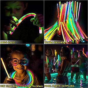 500 Pack Halloween Glow Sticks Bulk Party Pack Glow In The Dark Party Supplies Glow Sticks Necklaces Bracelets with Connectors 8" Glowsticks Halloween Birthday Party Favors Accessories Decorations