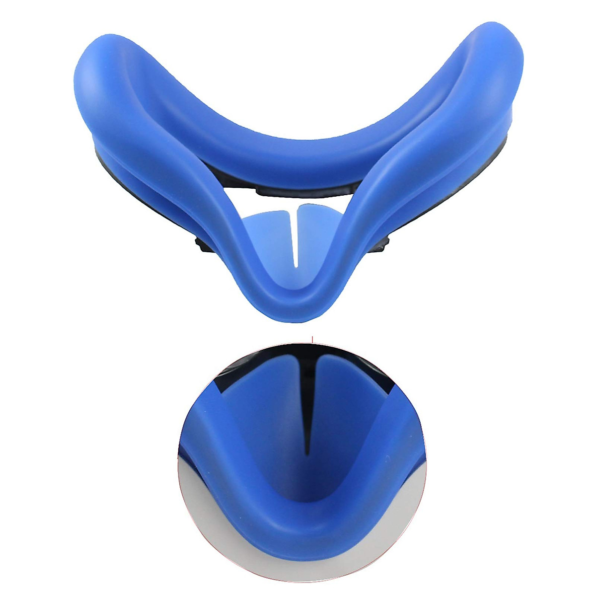 2 PCS VR Face Silicone Cover for Oculus Quest 2 VR Headset, Soft Anti-Sweat VR Eye Cover Face Padding, Washable Anti-Leakage Light Blocking Eye Cover (Black+Blue)