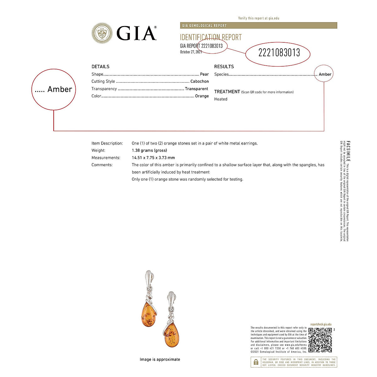 Amber Earrings - 925 Baltic Honey Amber Dangling Earrings "Eleanor" - GIA Certified - Gemstone Dangle Earrings - Sterling Silver Jewelry Collection
