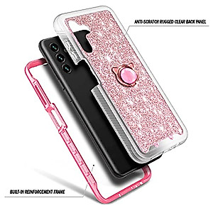 NGB Supremacy Galaxy A13 5G Case, Full Body Protection with [Built-in Screen Protector] Ring Holder/Wrist Strap, Slim Fit Shockproof Bumper Durable Cover for Samsung Galaxy A13 5G (Rose Gold)