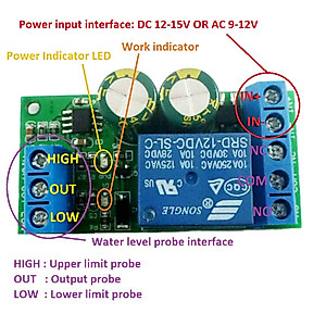 Level Controller Module, 12V DC/AC Water Level Controller Automatic Liquid Level Detection Sensor Module, Water Control Relay Switch Module for Fish Tank Aquarium Home Water Tower