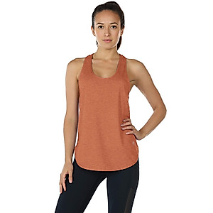 icyzone Workout Tank Tops for Women - Athletic Yoga Tops, Racerback Running Tank Top,Smoke Pine/Dusty Orange,Medium