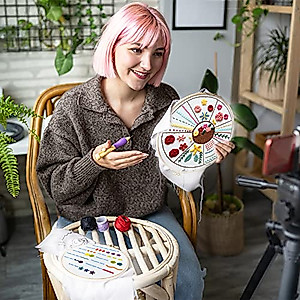 FOXTSPORT 4 Set Embroidery Starter Kit for Beginners,Stamped Embroidery Kits with Pattern and Instructions,Hand Embroidery Starter Kit Embroidery Hoops and Color Threads (Underwater World)