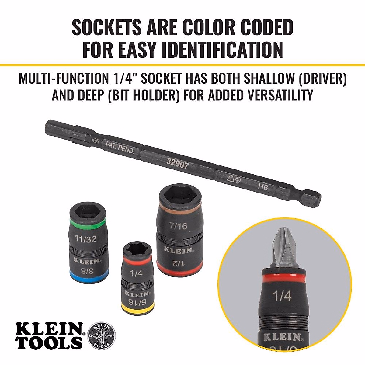 Klein Tools Precision Screwdriver Set (32581INS) and Impact Flip Socket Set (32907)