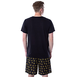 DC Comics Mens' Batman Logo Short Sleeve Shirt Pajama Short Set (XX-Large) Black