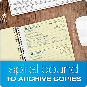 Adams Money and Rent Receipt Book, 2-Part Carbonless, 5-1/4" x 11", Spiral Bound, 200 Sets per Book, 4 Receipts per Page (SC1152)