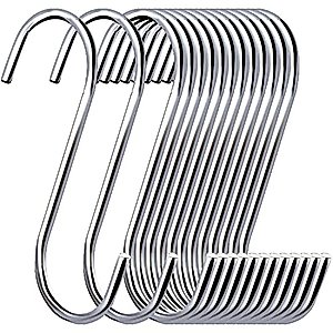 ESFUN 30 Pack 3.7 inch Metal S Hooks Steel S Hooks Plants Hanging Hangers for Kitchen Pans Pots Bags Purse Jeans Jewelry Towels