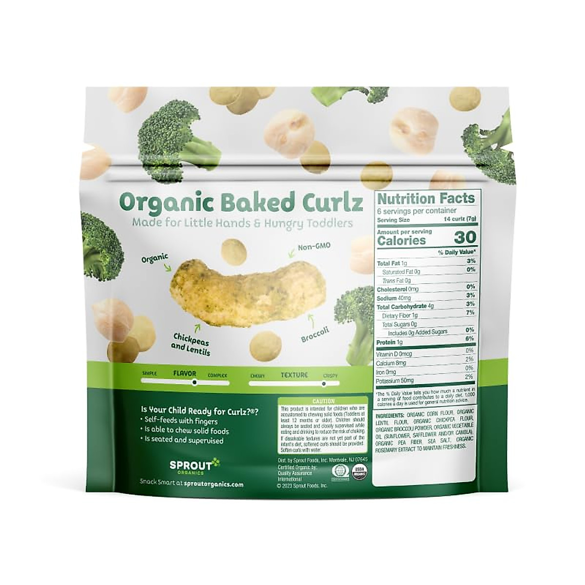 Sprout Organic Curlz Toddler Snacks, Broccoli, 1.48 Oz