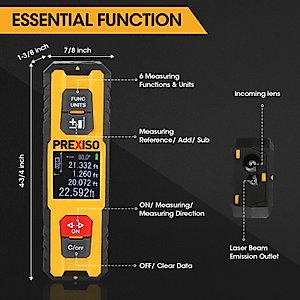 PREXISO Dual Laser Measure- 230Ft Rechargeable Laser Measurement Tool Ft/Ft+in/in/M Multiple Units, Laser Distance Meter Multifunctional Device for Fast, Accuracy