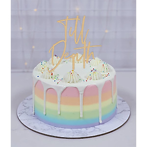 Till Death Wedding Cake Topper for Bridal Shower Decorations - Engagement Bachelorette Party, Wood