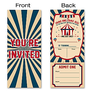 VAHATAN Carnival Birthday Party Invitations 20 Pack Carnival Theme Ticket Invitations with Envelopes Invites Cards for Birthday Party