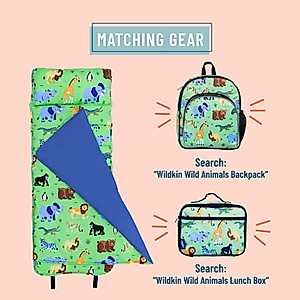 Wildkin Original Nap Mat with Reusable Pillow for Boys & Girls, Perfect for Elementary Daycare Sleepovers, Features Hook & Loop Fastener, Cotton Blend Materials Nap Mat for Kids (Wild Animals)