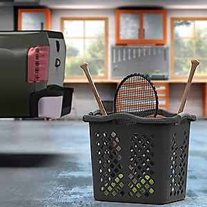 EGEN Home Logic 2 Bushel Lamper Plastic Laundry Basket with Silver Handles, Black