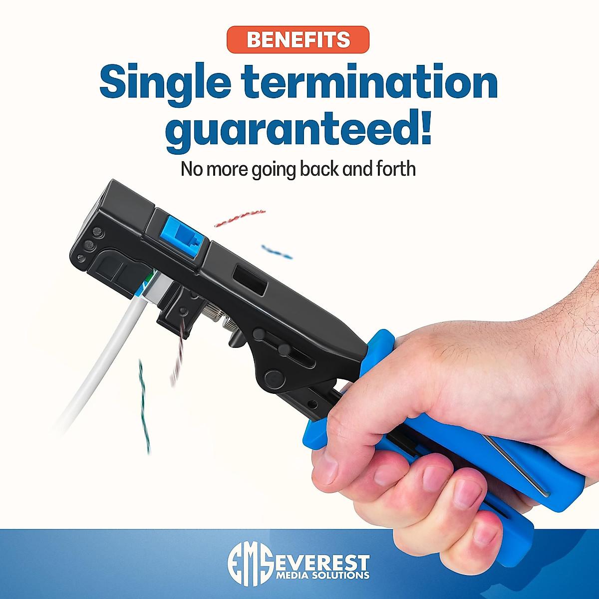 Everest easyJACK - 90° Angled Speed Termination Keystone Tool - Time Saver Network Punch Down Tool - To Be Used ONLY with Everest 90° Angled RJ45 Cat5e, Cat6a and Cat6 Keystone Jacks (B087N7QQD2)
