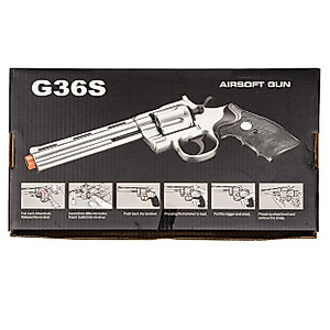 UKARMS Spring Airsoft Gun - 6 SHOT 357 MAGNUM REVOLVER w/Shells + 6mm BBS (Silver)