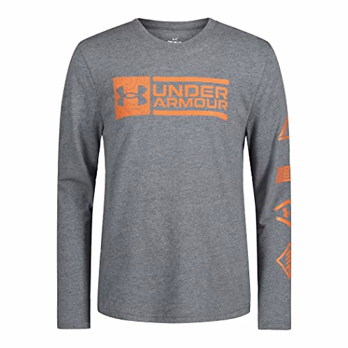 Under Armour Boys Outdoor Long Sleeve Tee, Stylish Crew Neckline, Cute Full Fit T Shirt, Pitch Gray Graphic, Large US