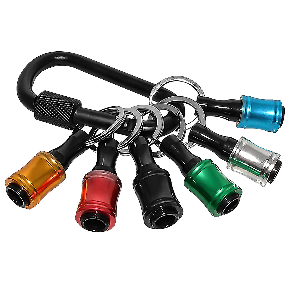 LUEXBOX 1/4 Inch Bit Holder Keychain, Hex Screwdriver Bits Holder Extension Bar, Quick Change Screw Bit Holder for Most Electric, Hand-held Screwdrivers and Drill Bits(6 PCS)