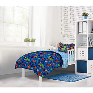 Jay Franco Marvel Super Hero Adventures Hero Together 4Piece Toddler Bed Set Super Soft Microfiber Bed Set Includes Toddler Size Comforter & Sheet Bedding Features The Avengers Official Product
