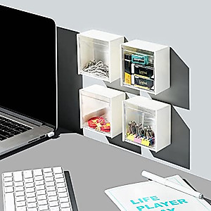 6 Pcs Self Adhesive Small Storage Box,Cotton Pads Holder Dispenser Container Case for Bathroom Cotton Swab, Floss, Hairpin, Rubber Band, Clip Household Organize