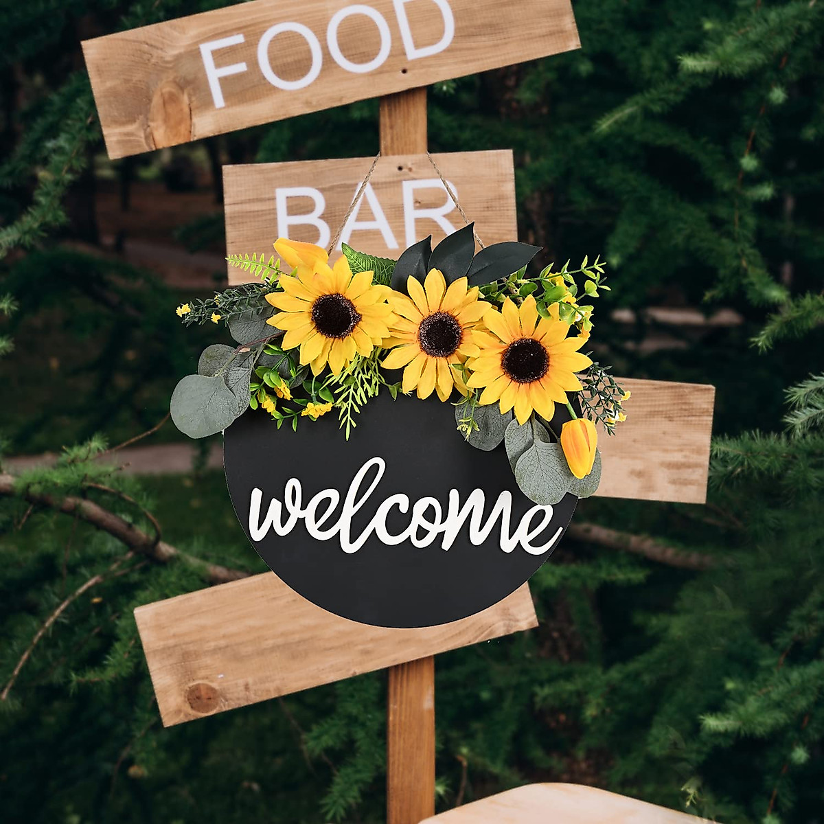 Sunflower Wreaths Welcome Sign Sunflower Door Seasonal Welcome Wreath Yellow Sunflower Living Room Decor for Front Door Porch Home Window Wall Farmhouse Garden Indoor Outdoor Classroom Decor