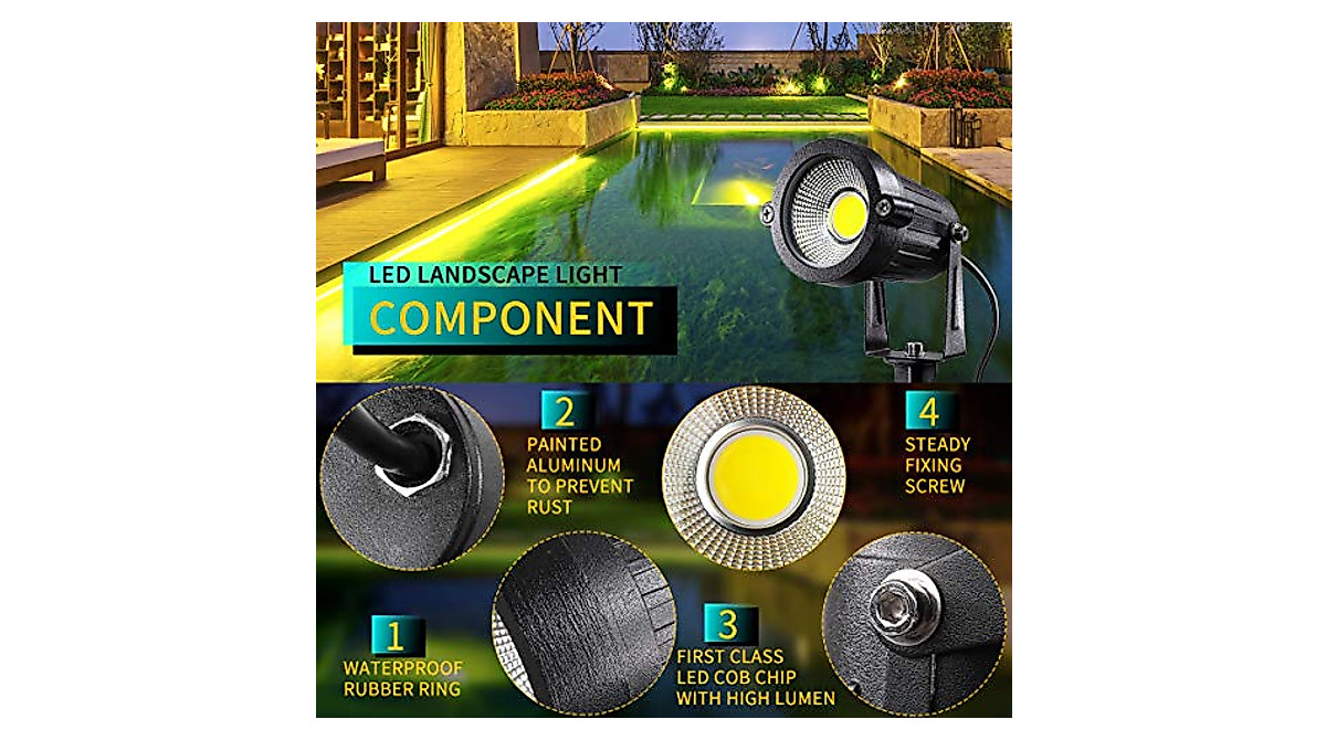 LEACOCO LED Landscape Lights - Bright & Waterproof Spotlights