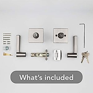 Baldwin Spyglass , Entry Door Handle Reversible Lever with Keyed Lock Featuring SmartKey Re-key Technology and Microban Protection, in Satin Nickel