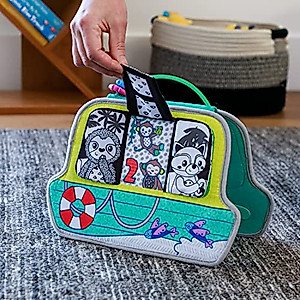 Infantino Busy Board Mirror & Sensory Discovery Toy Boat for Fine Motor Skill Development with Gears, Beads, High Contrast Prints, Tummy Time, Sit & Play or On The Go, for Newborns, Babies & Toddlers