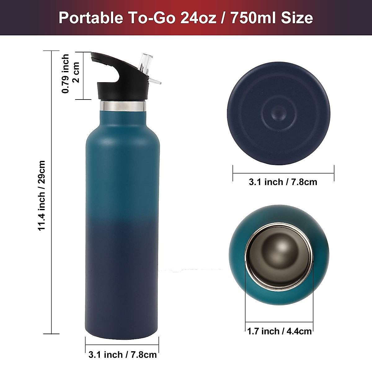 Neihepal 24oz Insulated Water Bottles Bulk 8 Pack,Stainless Steel Double Wall Sport Bottle with Straw Lid,Metal Cup Reusable Thermoses with Hand Cap for School,Cyclists,Hikers,Gift(Assorted,8 Count)