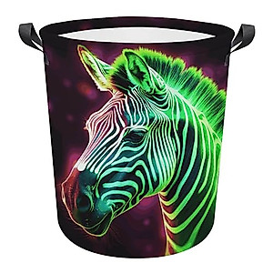 Laundry Hamper Glowing Zebra Freestanding Laundry Basket Thickened Waterproof Collapsible Clothes Hamper Storage for Clothes Toys Dorm And Family