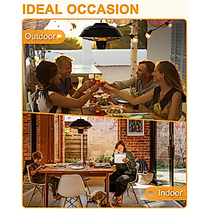 Star Patio Electric Patio Heater, Outdoor Heater with Remote Control & Touch Switch, 600W/900W/1500W Infrared Ceiling Heater with Hammer Tone Bronze Finish, IP44 Waterproof, Patio Heater, STP1566-C-N