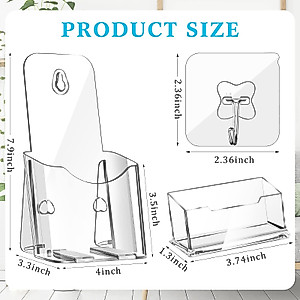 10 Pcs Clear Acrylic Brochure Holder Booklet Display Stand Holder 10 Pcs Plastic Business Card Holder Desktop Business Card Stand 12 Pcs Adhesive Hooks for Wall Office Tabletop Desk Magazine Document