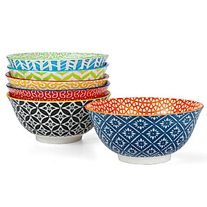 Lawei 6 Pack Ceramic Cereal Bowls, 23 Oz Colorful Soup Bowls for Kitchen, Porcelain Deep Bowls Set for Soup, Salad, Pasta, Rice, Ice Cream and Oatmeal, Microwave Dishwasher Safe