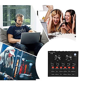 Bluetooth Sound Mixer Board, V8 Sound Card, for Live Streaming with Effects, for Music Recording Karaoke Singing Broadcast on Cell Phone Computer Laptop Tablet