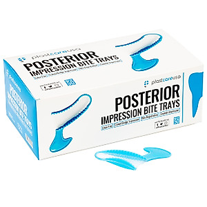 50 Posterior Blue Disposable Dental Bite Registration Trays, Impression Trays for Teeth Molds, 1 Box of 50 Bite Trays