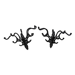 Zeckos Set of 2 Cast Iron Victorian Style 5 Hook Hat/Coat/Scarf Holders