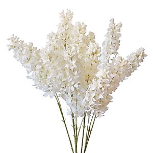 MINYULUA 6pc Artificial Hyacinth Flowers Bouquet Silk Flowers Home Garden Fence Restaurant Banquet Hotel Wedding Simulation White Decoration (Off White)