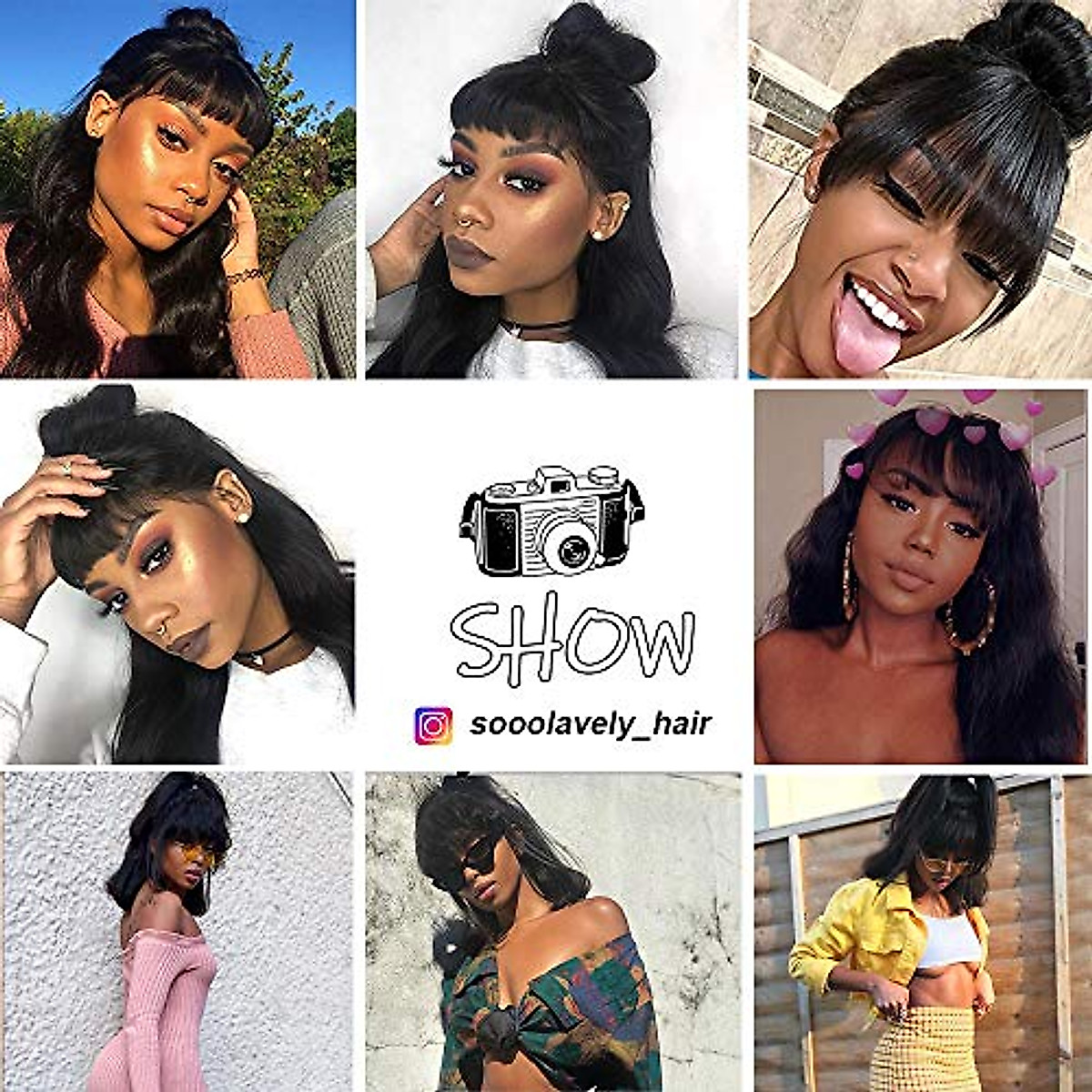 Body Wave Wigs With Bangs Virgin Brazilian None Lace Front Wigs Human Hair Wigs 180% Density Glueless Machine Made Wigs For Black Women (18 inch, body wave)