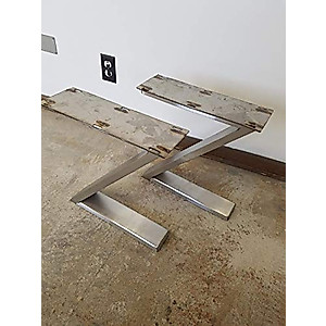 Brushed Stainless Table Legs, Z-Shaped - Any Size