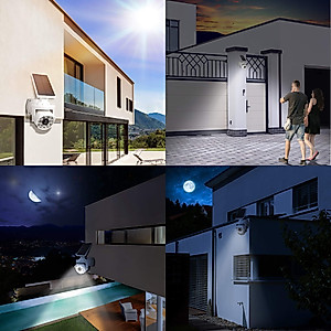 JACKYLED Bright 1000 Lumens 48 LED Solar Dusk to Dawn Light (Black) and 1800 Lumens 18 LED Solar Motion Sensor Lights Outdoor Solar Powered Spotlight for Garden Front Porch Door Barn Patio Garage